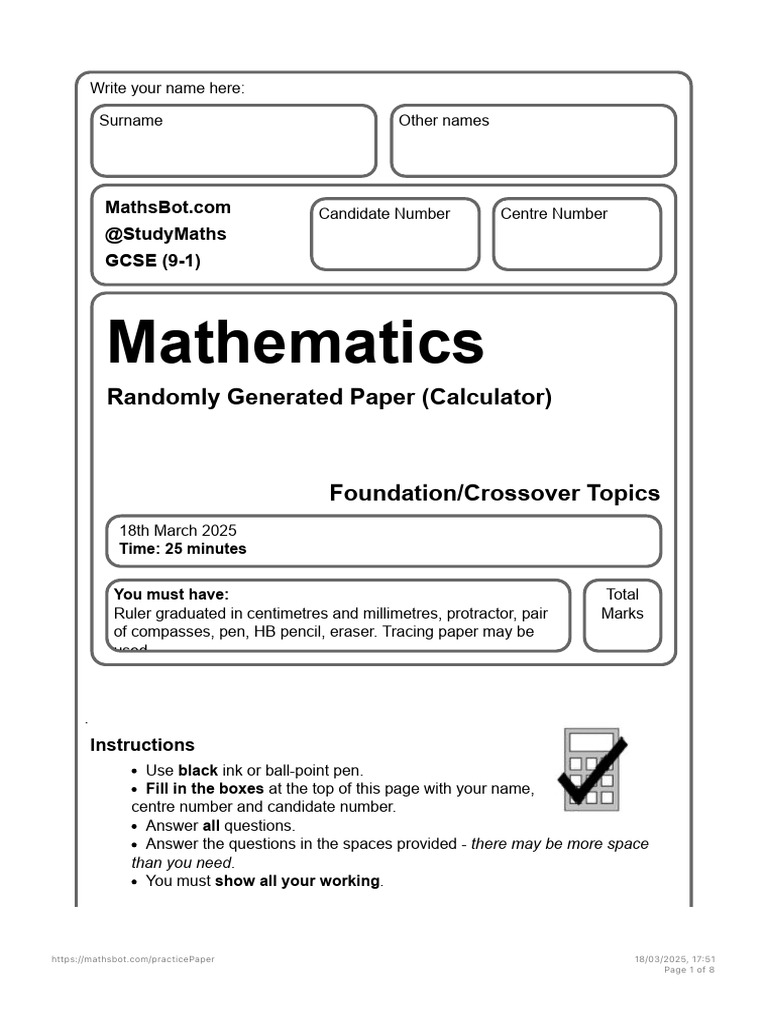 Practice GCSE Maths Paper 3 | PDF