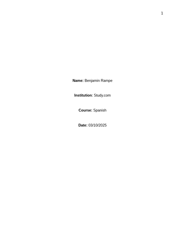 Horario diario de Benjamín Rampe | PDF