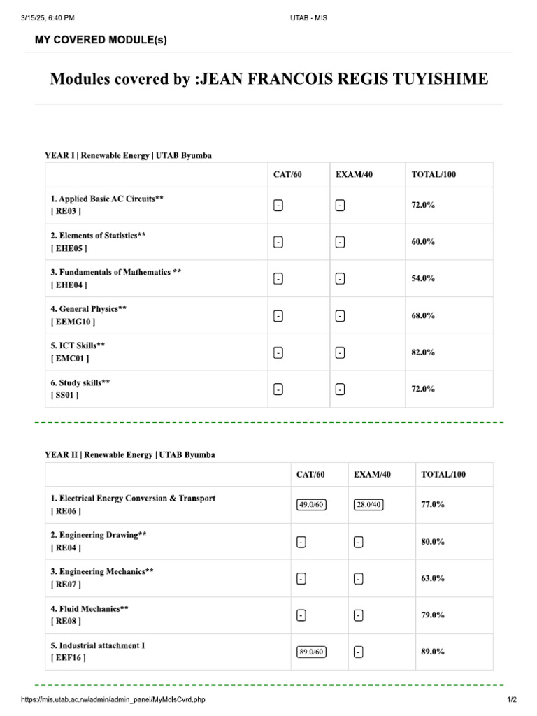 Utab Covered Modules | PDF