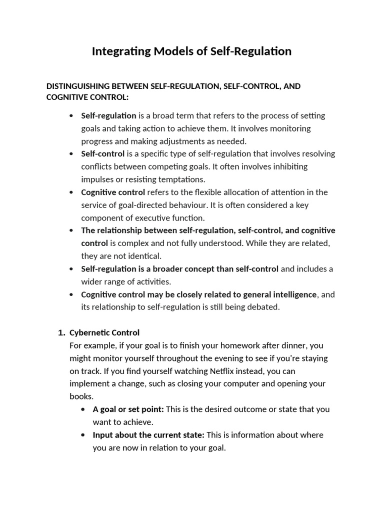 Integrating Models of Self Regulation | PDF | Self-Management | Self Control