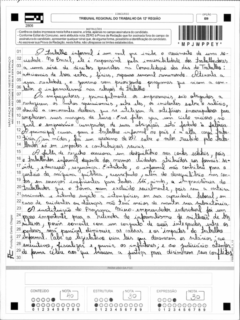 TRT 12 Região - Modelo 2 | PDF