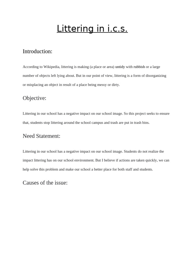 Combatting Littering in Schools | PDF
