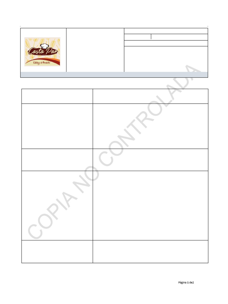 Ficha Técnica de Pan Acema | PDF | Alimentos | Panes