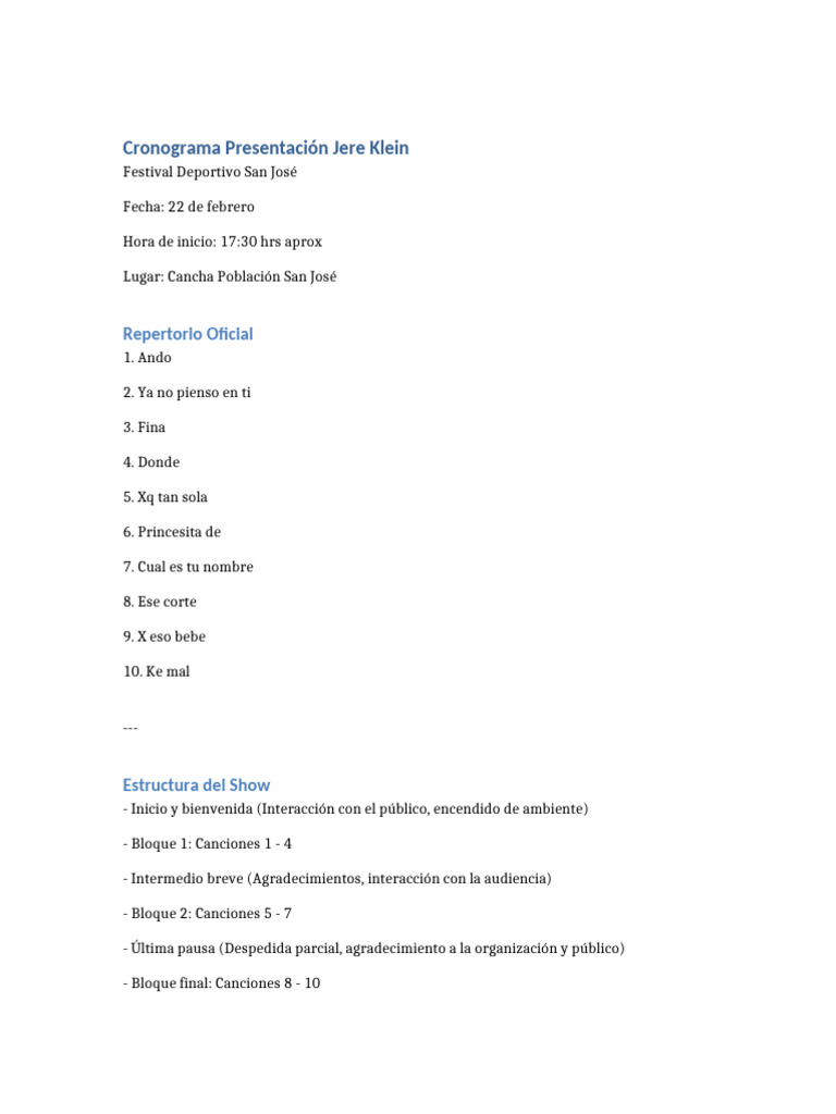 Cronograma Jere Klein | PDF