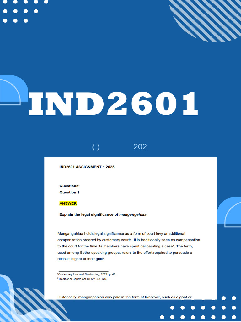 IND2601 Assignment 1 Memo 2025 | PDF