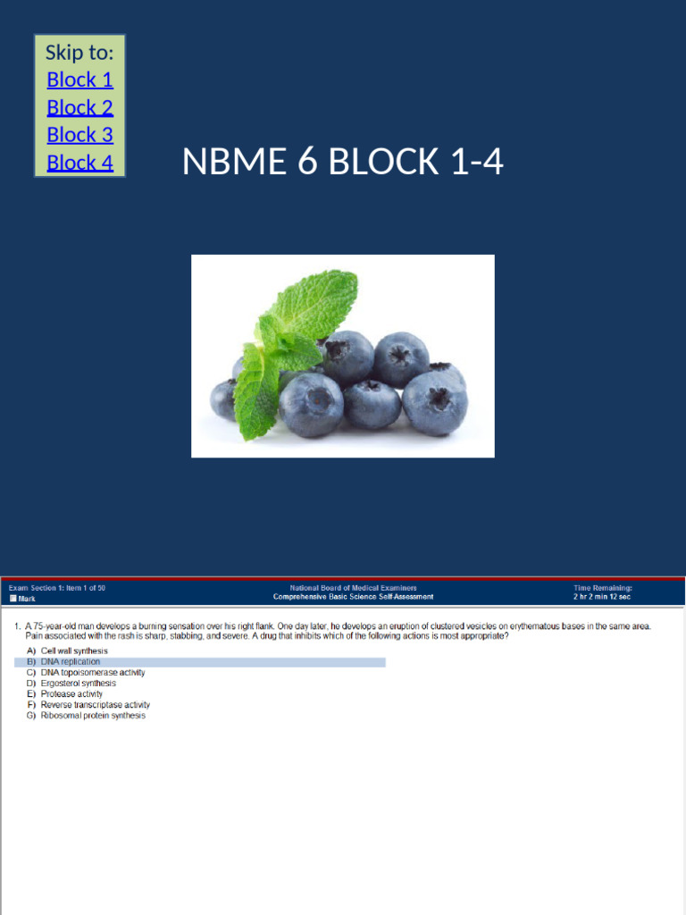 NBME 6 BLOCK 1-4 (With Answers) | PDF