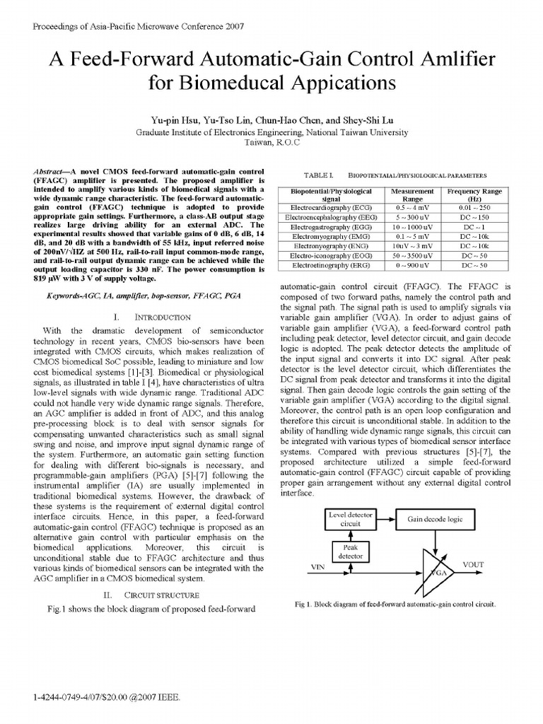 A Feed-Forward Automatic-Gain Control Amlifier For Biomeducal ...