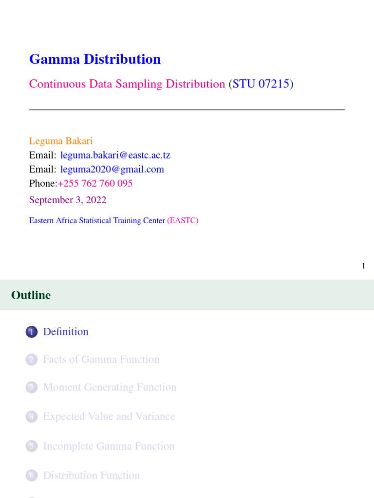 7.gamma Distribution | PDF | Probability Distribution | Mathematical ...