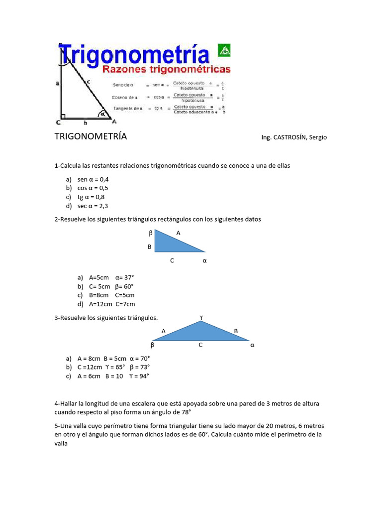 Trigonometría Ejercicios | PDF