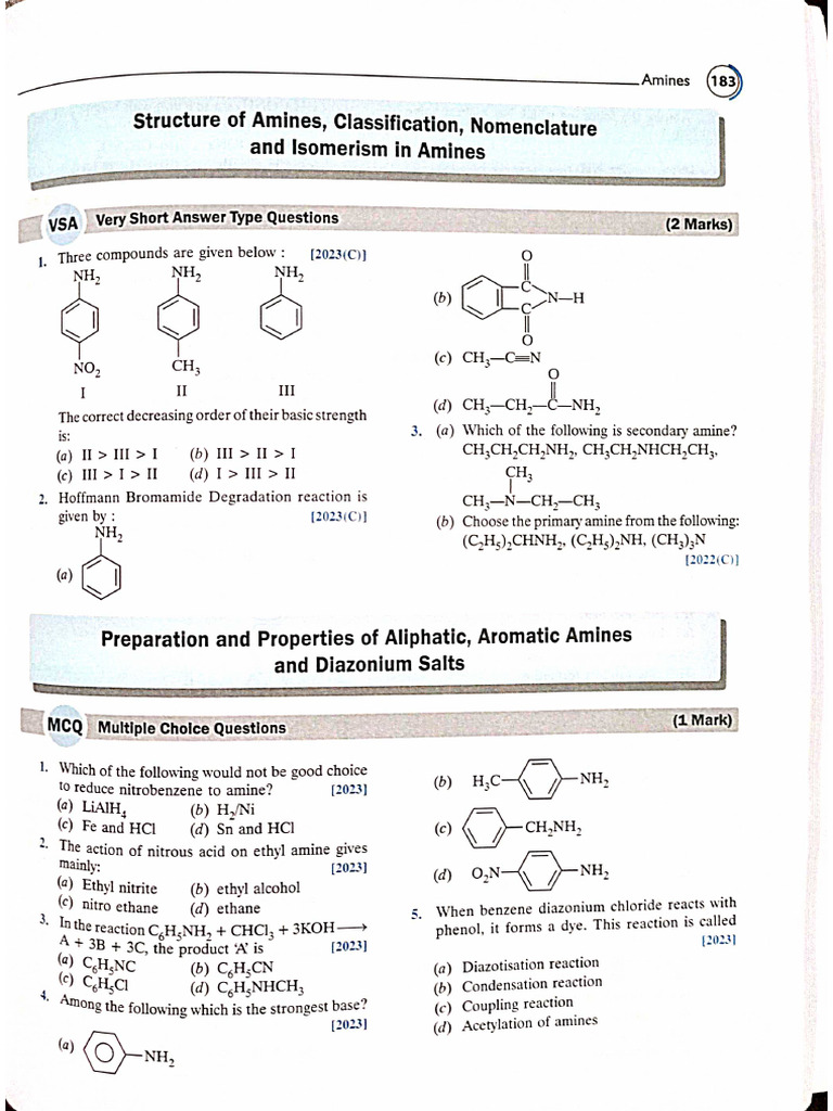 Amines PYQ's | PDF