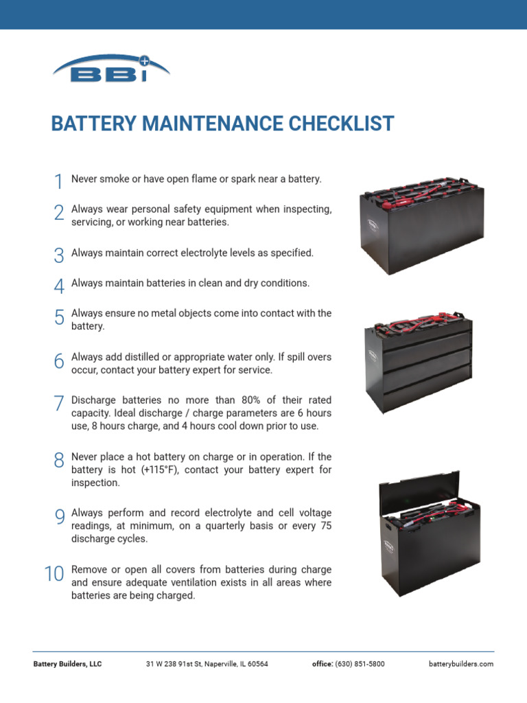 Battery Mainenance Checklist - FINAL - Reduced | PDF