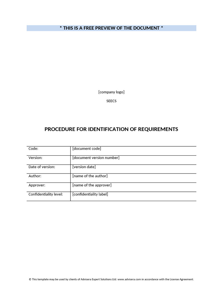 ISO 27001 Requirements Identification Procedure | PDF | Information ...
