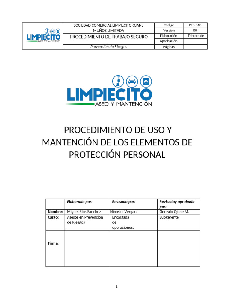 PTS Uso y Mantención Epp | PDF