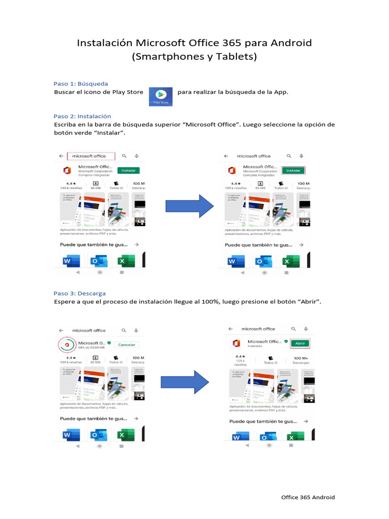 Tutorial Instalacion Office 365 Android | PDF