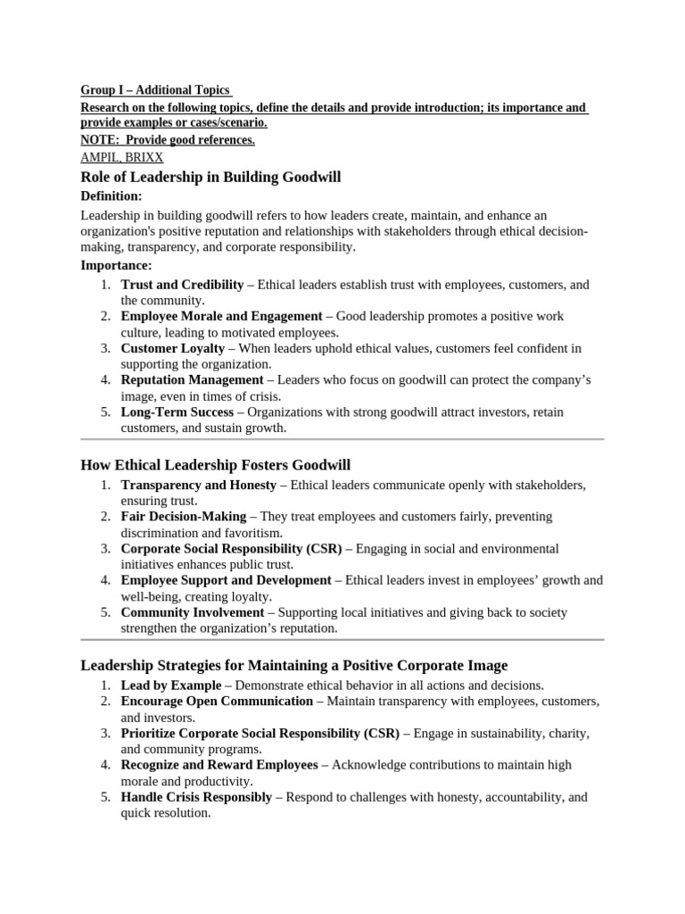 Group I Additional Topics | PDF | Goodwill (Accounting) | Corporate ...
