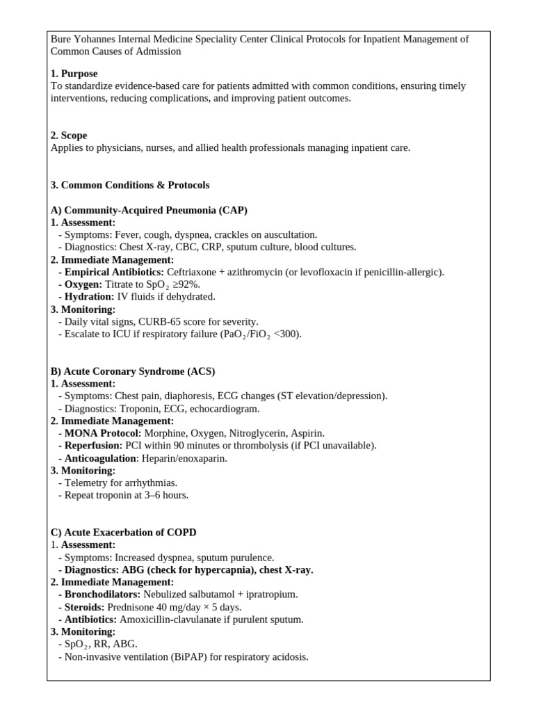 MONA Protocol for ACS Management | PDF | Sepsis | Respiratory Diseases