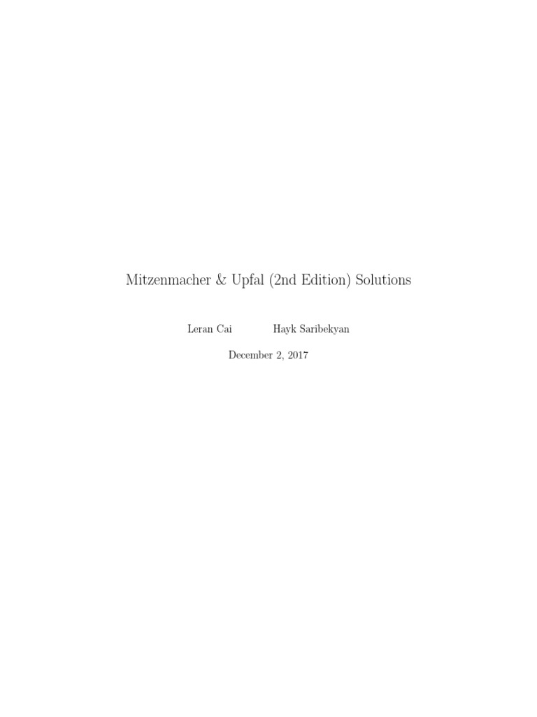 Mitzenmacher and Upfal Solutions | PDF | Statistical Theory | Measure ...
