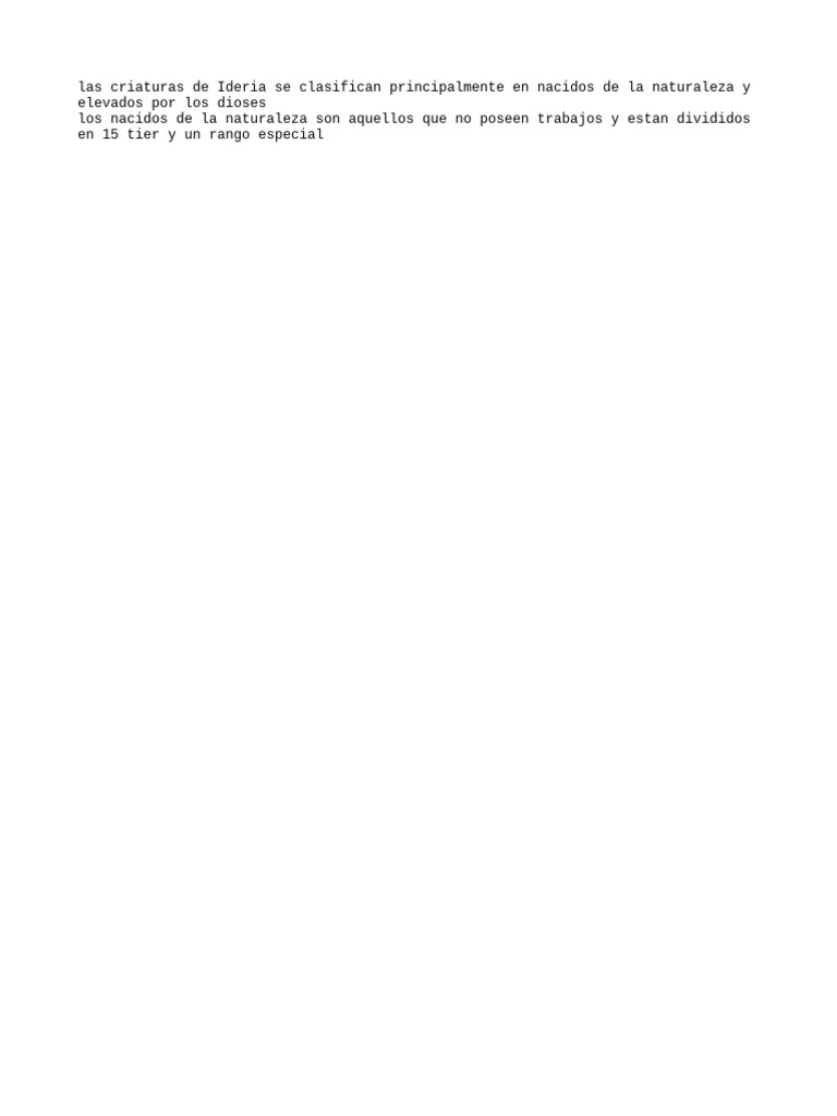 Clasificación de Criaturas en Ideria | PDF