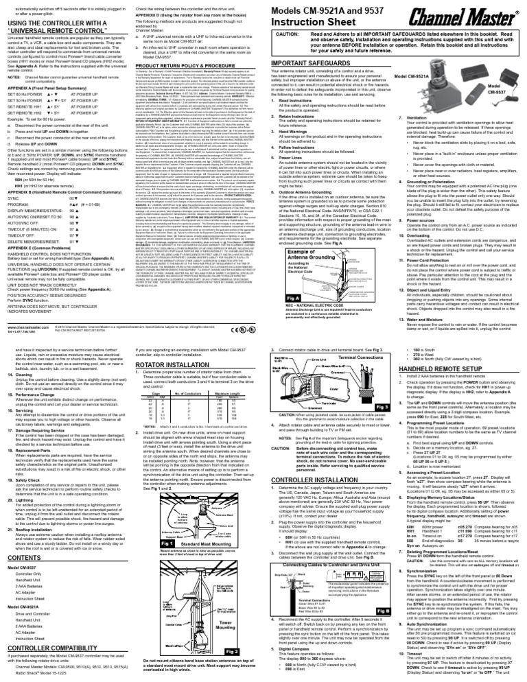 CHANEL MASTER ROTATOR 9521A User Manual | PDF | Legal Liability ...