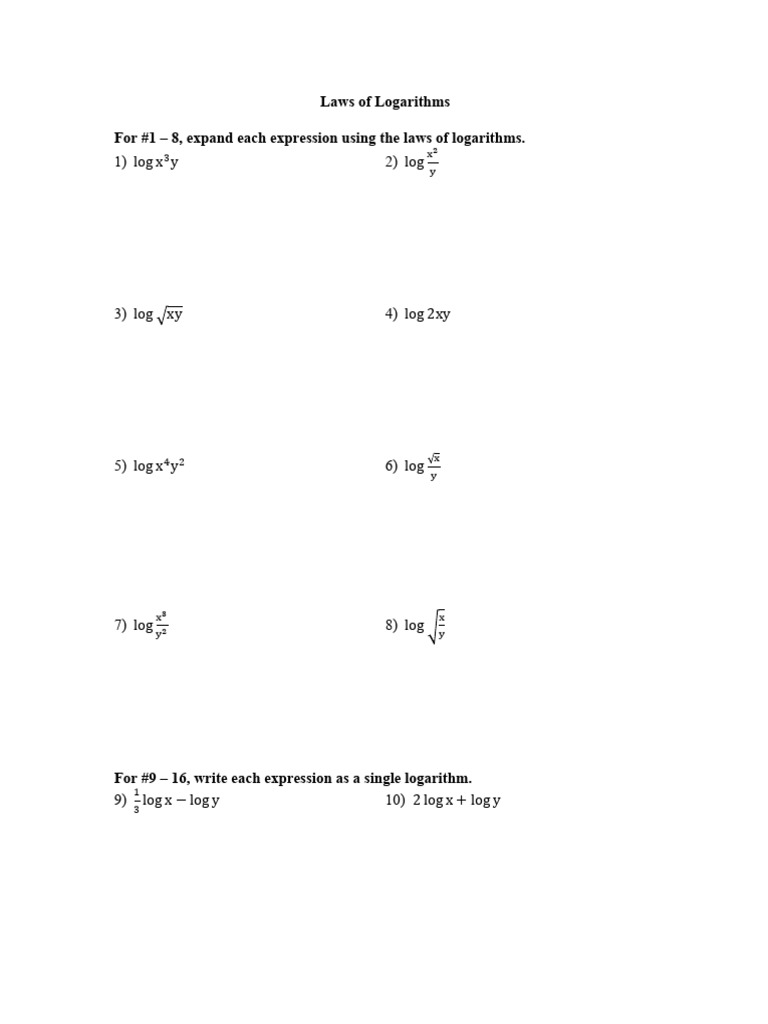Laws of Logarithms | PDF