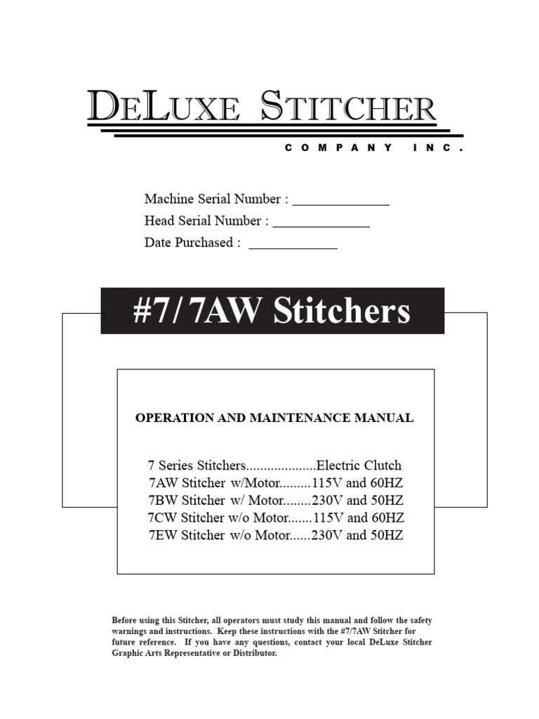 #7 & 7AW Stitchers | PDF | Clutch | Screw
