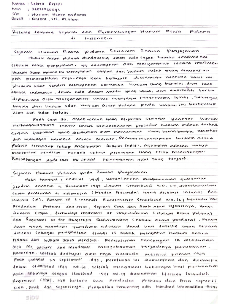 Sebria Ariski Tugas Meresume Sejarah Per | PDF