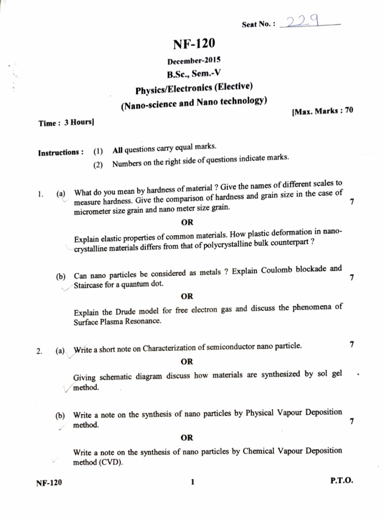 Sem-5 Phy-305 University Papers | PDF | Nanotechnology | Nanomaterials