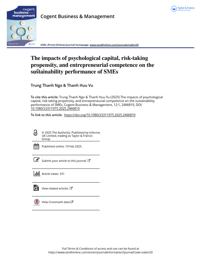 The Impacts of Psychological Capital Risk-taking Propensity and ...