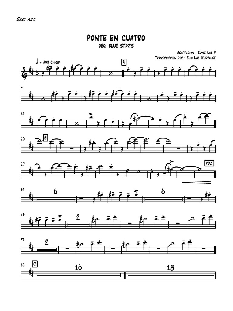 Ponte en Cuatro Blue - Saxo Alto | PDF