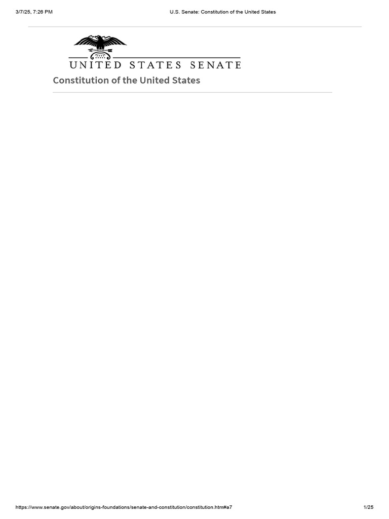 U.S. Senate - Constitution of The United States Don't Print | PDF | U.S ...