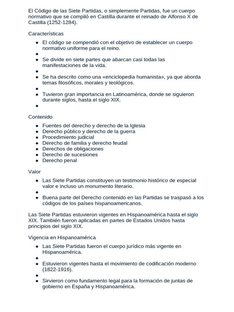 Código de las Siete Partidas: Historia y Valor | PDF