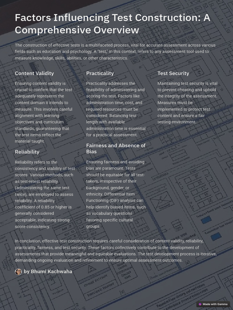 Factors Influencing Test Construction | PDF | Educational Assessment ...