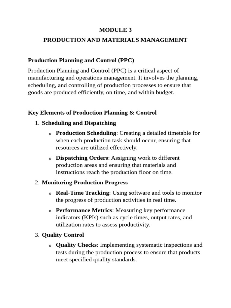 Module 3 Production and Materials Management | PDF | Inventory | Enterprise Resource Planning