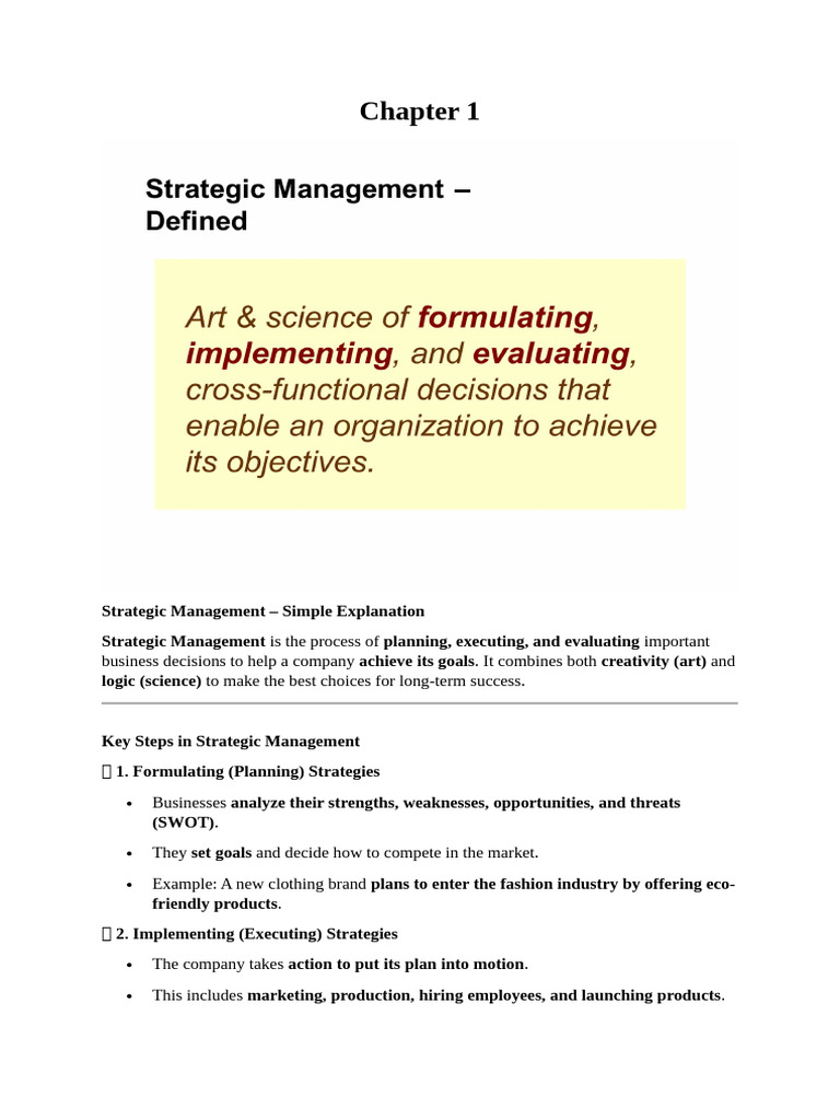 Chapter 1 SBM | PDF | Strategic Management | Marketing