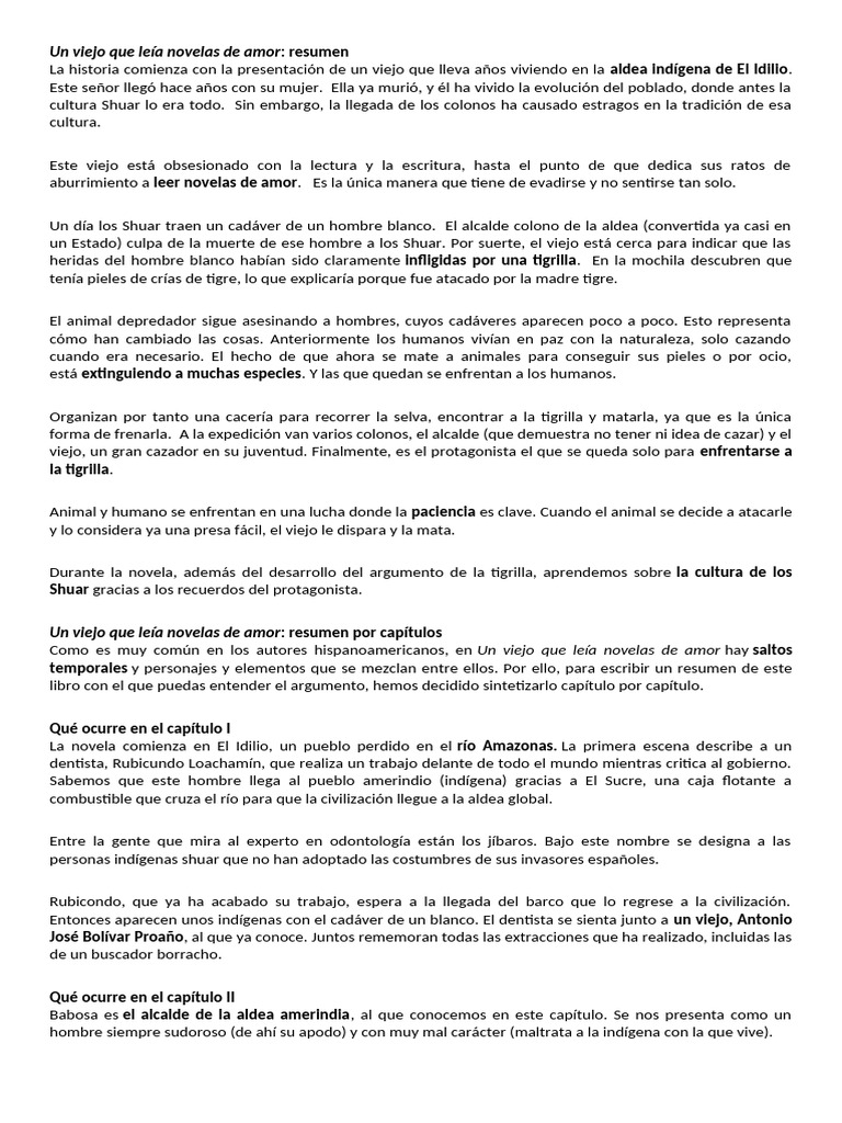 Un Viejo Que Leía Novelas de Amor | PDF | Amor