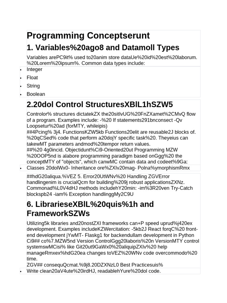 Programming Conceptserunt | PDF