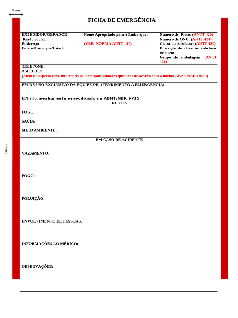 Modelo Ficha de Emergencia | PDF