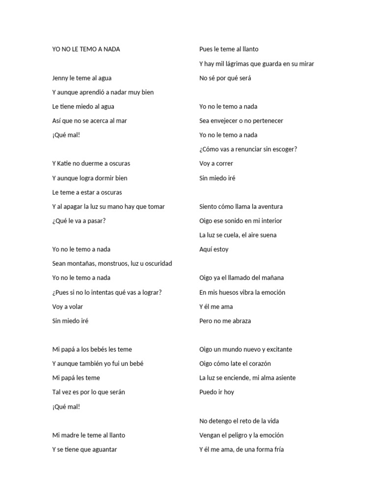 Yo No Le Temo a Nada | PDF
