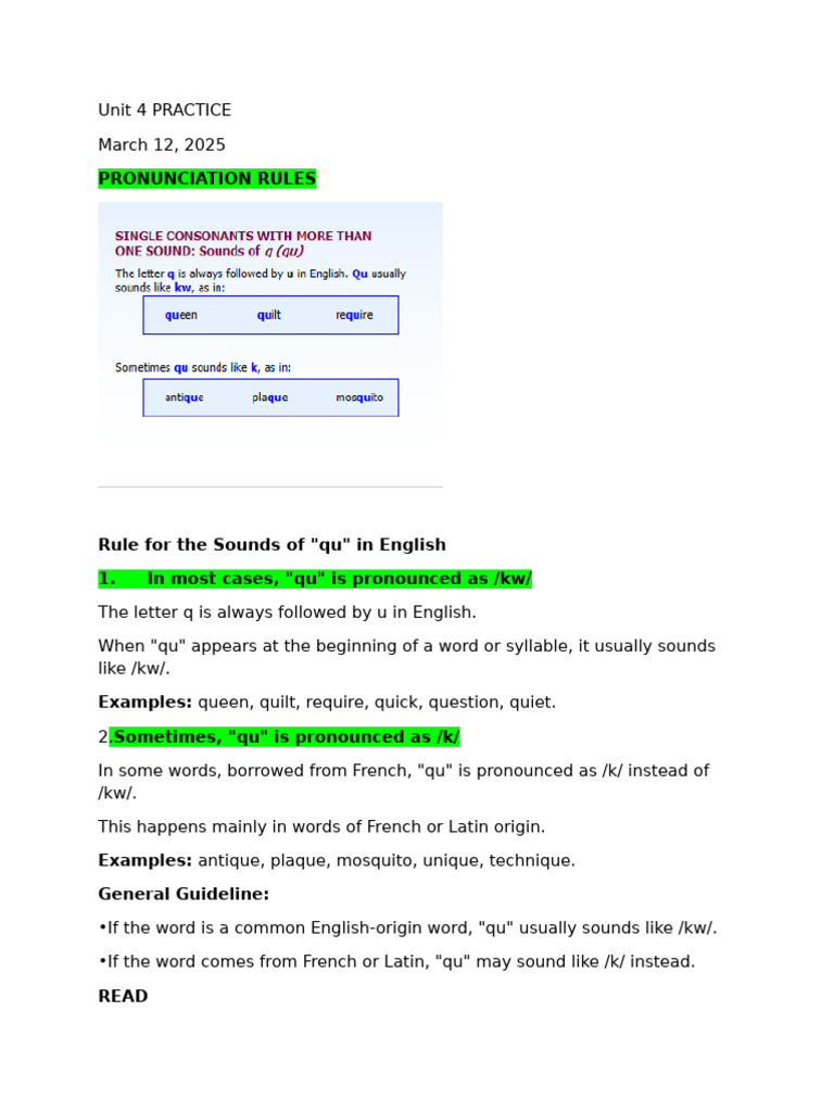 PHONICS March 12 Unit 4 PRACTICE | PDF