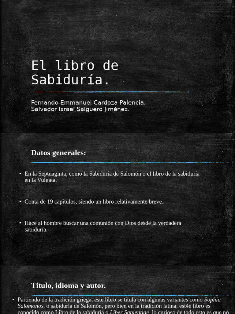Análisis del Libro de la Sabiduría | PDF | Sabiduría | Dios