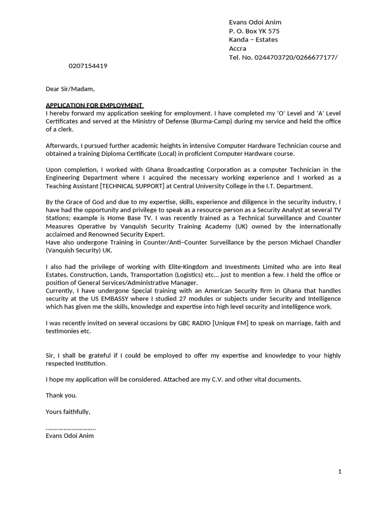 Security Coordinator Employment Application | PDF | Surveillance