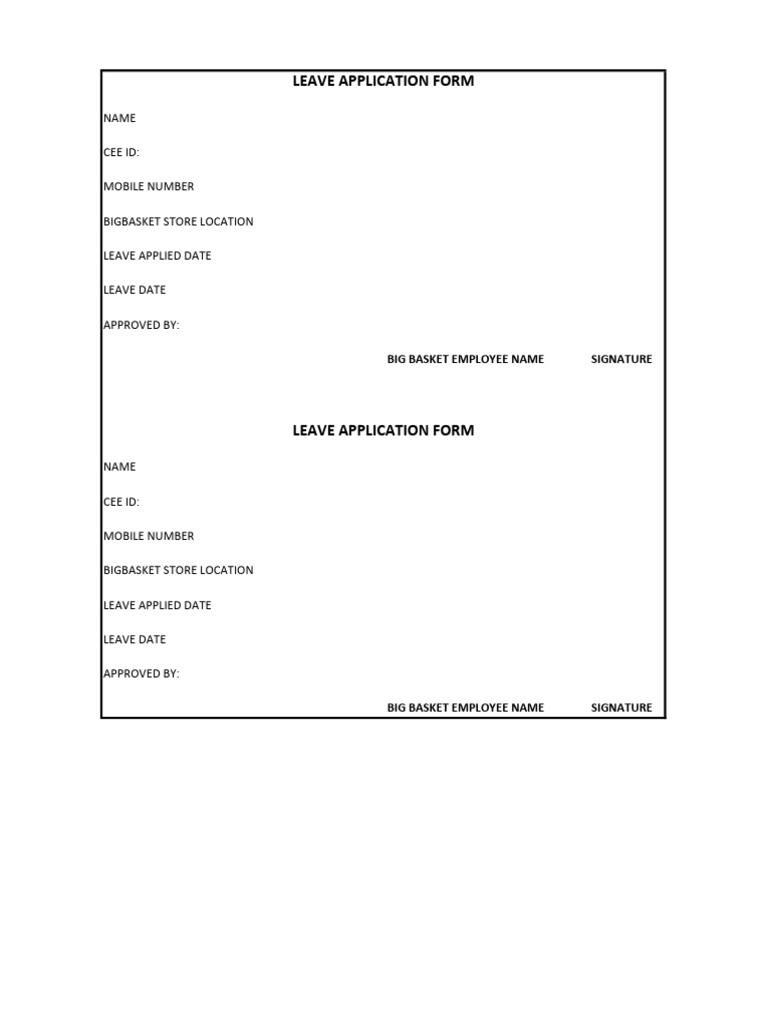 Leave Application Form PDF | PDF