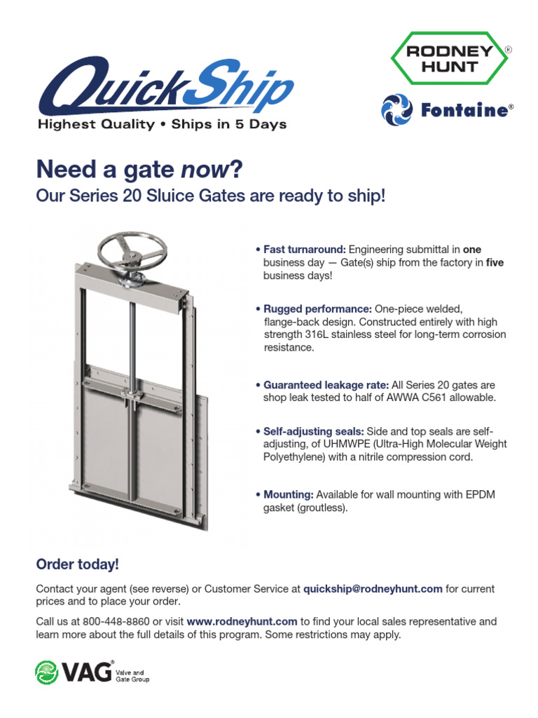 Fontaine Series 20 Sluice Gates Overview | PDF | Leak | Valve