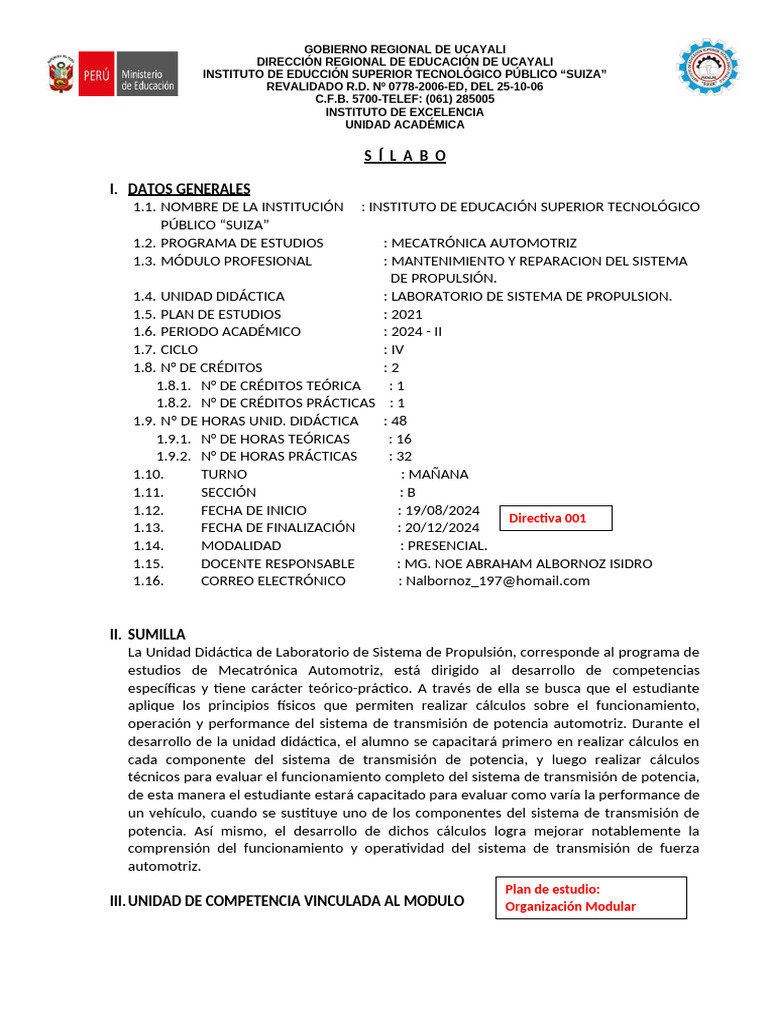 1 Lab. de Sist. de Propulsion IV Ciclo-2 | PDF | Engranaje | Ingeniería mecánica
