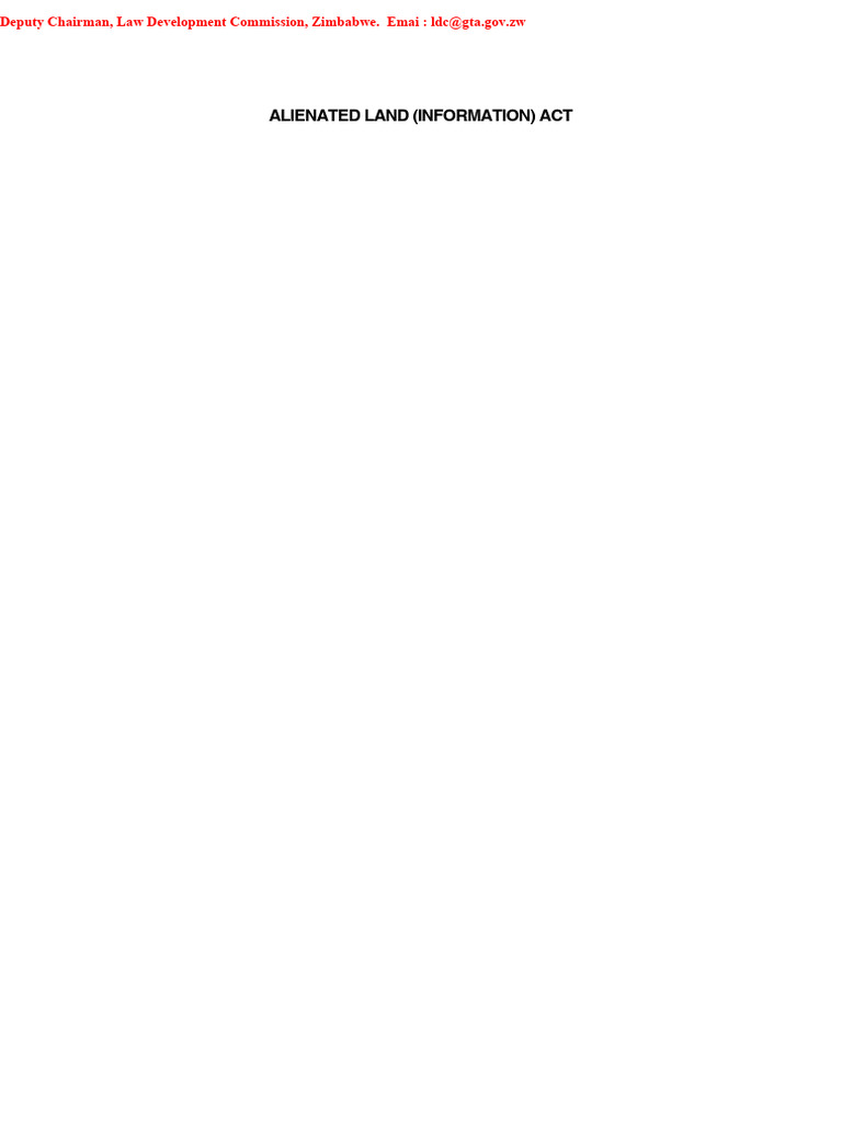 Alienated Land (Information) Act | PDF | Public Law | Government