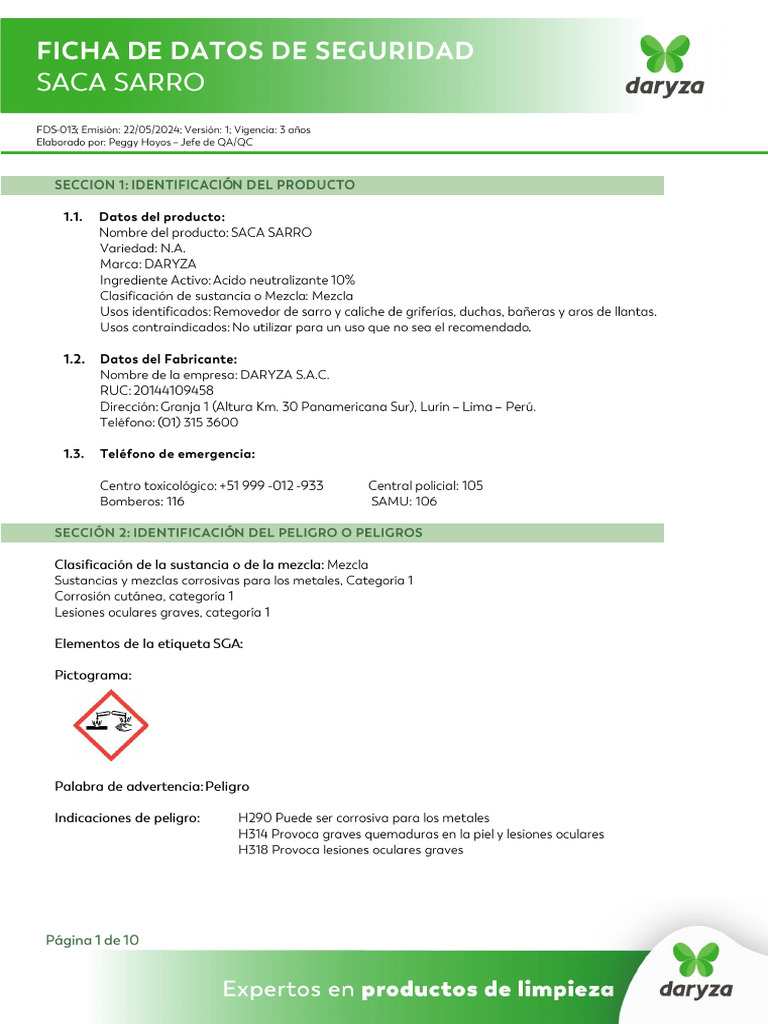 FDS Saca Sarro Daryza | PDF