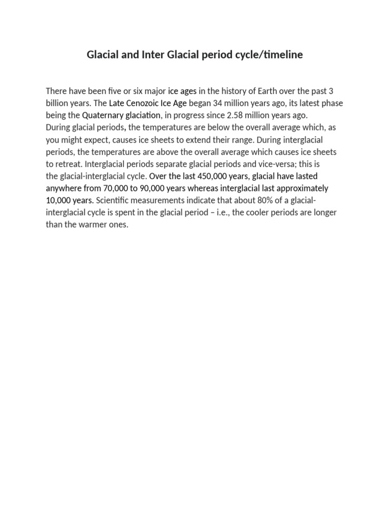 Glacial and Inter Glacial Period Cycle | PDF