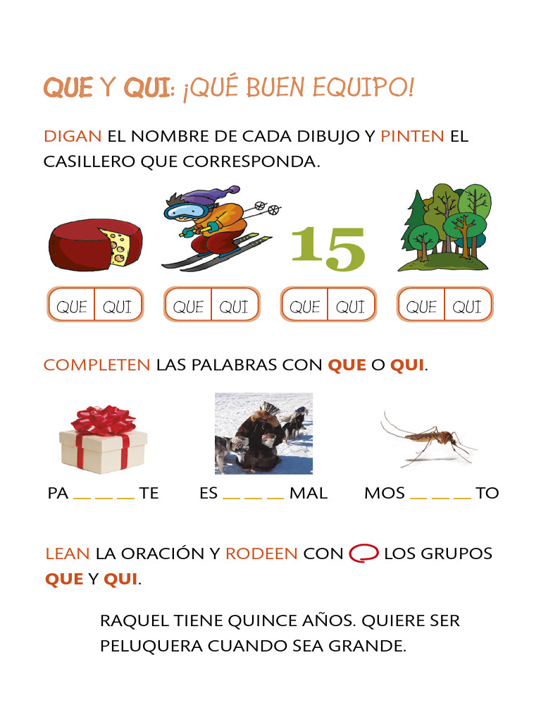 Actividades de Lenguaje: Que y Qui | PDF