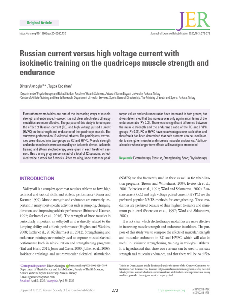 Russian Current Versus High Voltage Current With Isokinetic Training On ...
