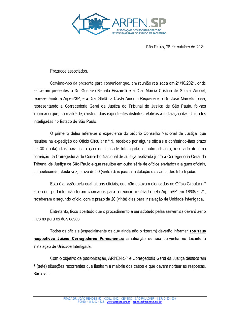 Memorando Reuniao Arpen-Sp CGJ-SP-2 | PDF | Justiça | Crime e Violência